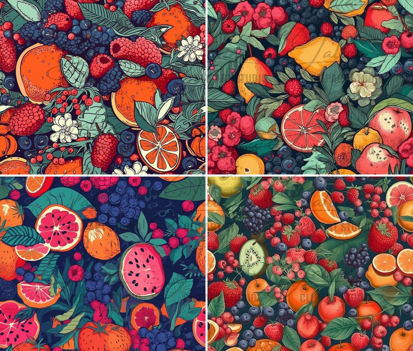 Summer Fruits Digital Paper Bundle Seamless Patterns - Etsy