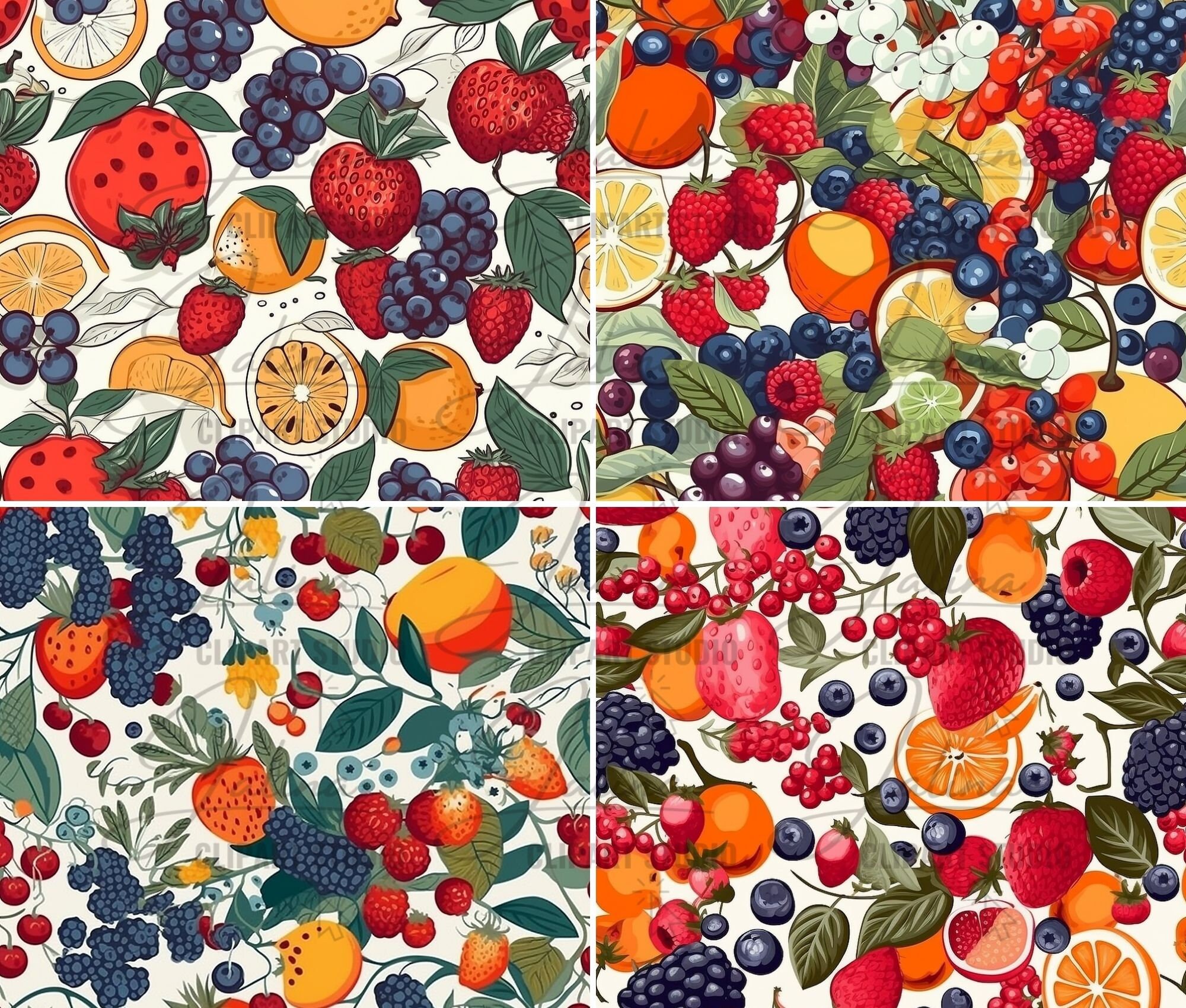 Summer Fruits Digital Paper Bundle Seamless Patterns - Etsy