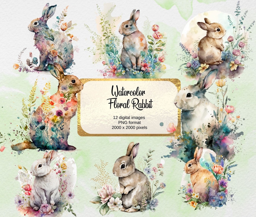 Easter Watercolor Clipart Set Cute Bunny, Eggs, and Flowers for ...