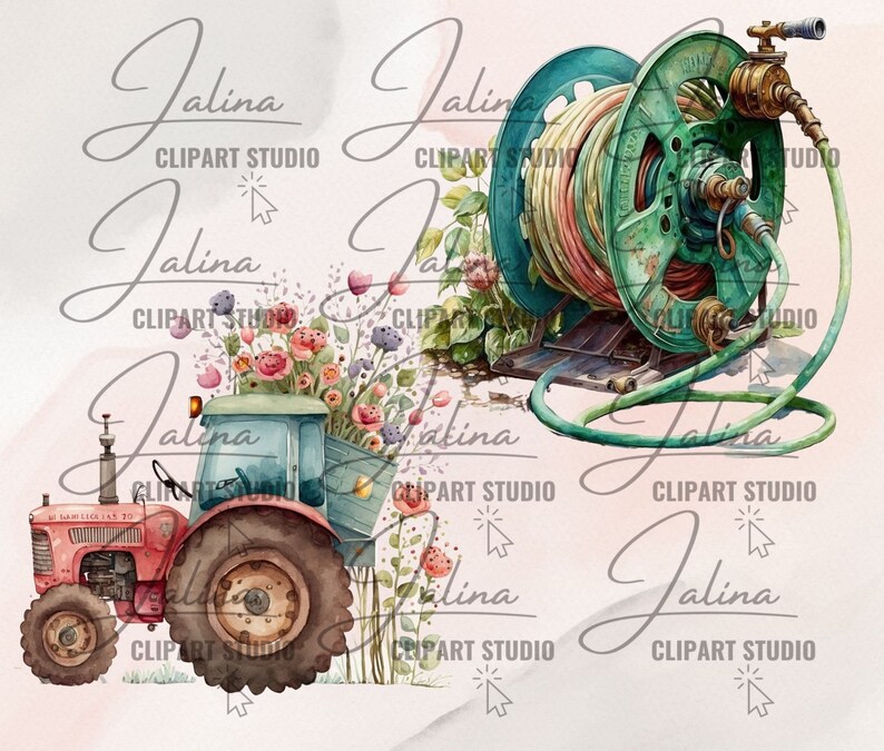 Rustic Charm: Spring Clipart Farmhouse Scenes Garden - Etsy