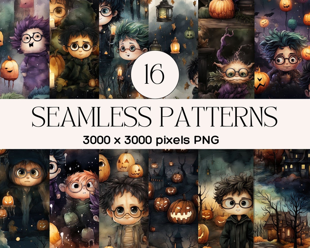 Halloween Magic Digital Paper Pack Witch Patterns, Wizard School, and ...