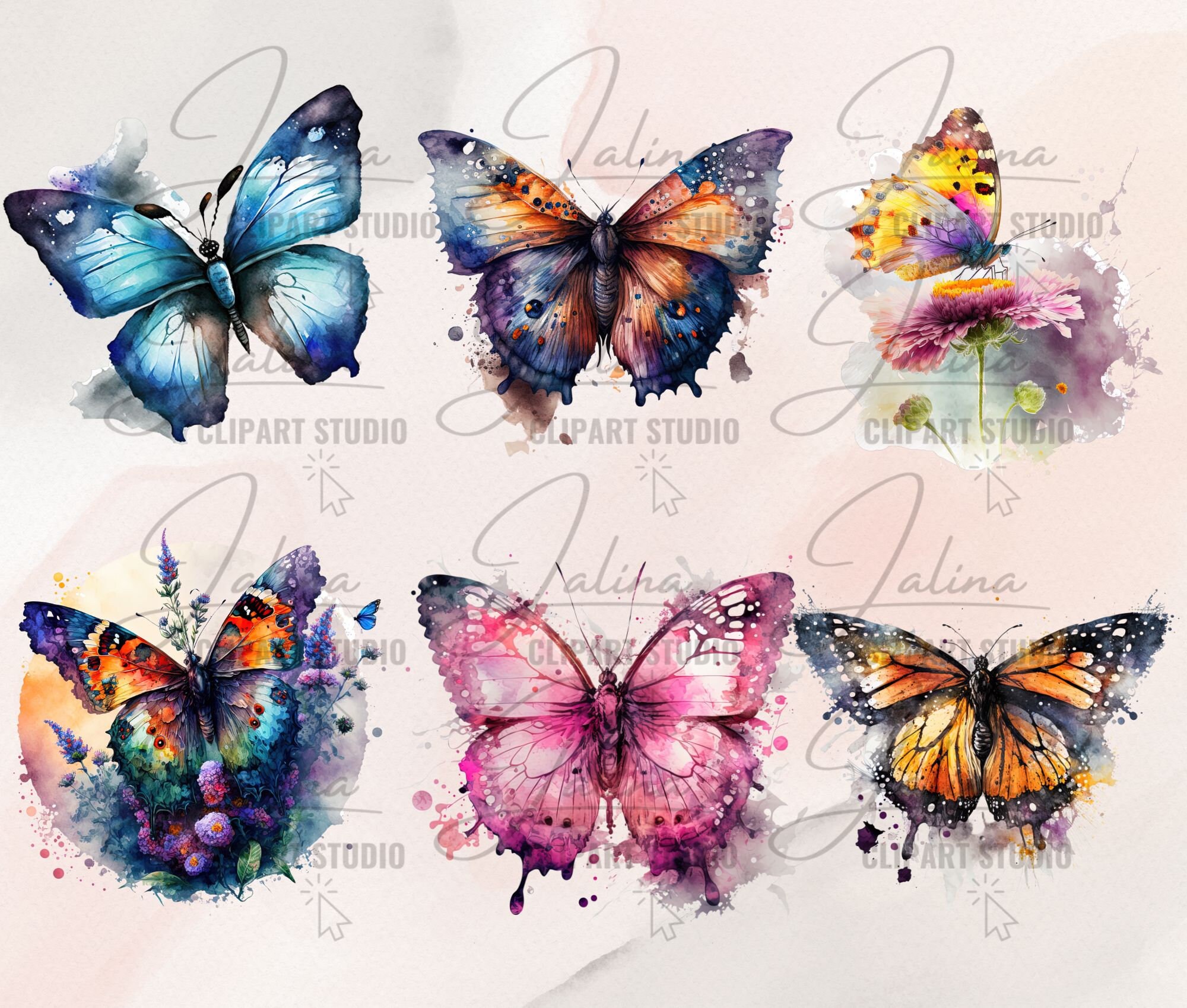 Butterfly Watercolor Clipart Bundle Butterfly Graphics Summer - Etsy