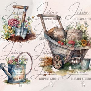Rustic Charm: Spring Clipart Farmhouse Scenes Garden - Etsy