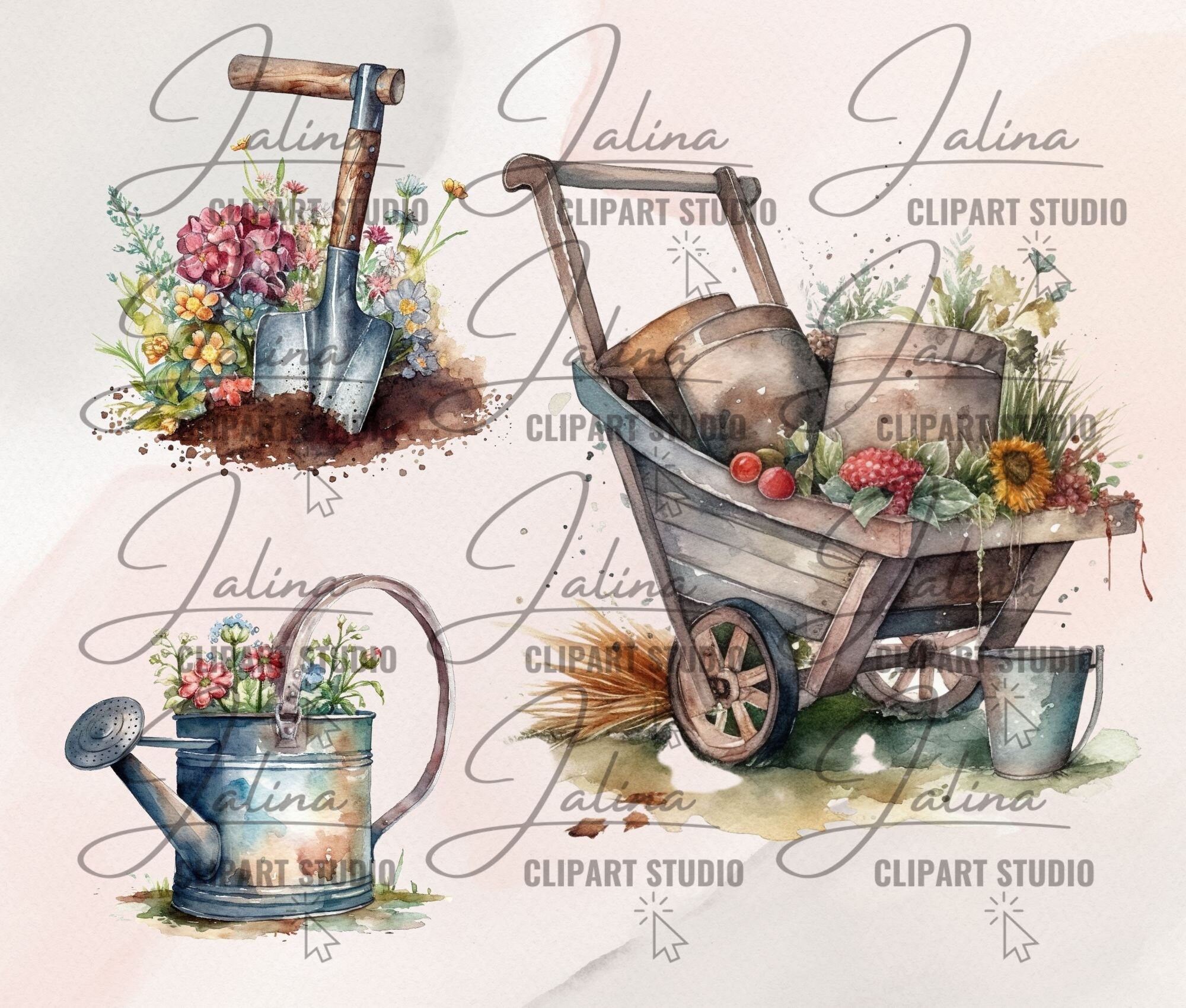Rustic Charm: Spring Clipart Farmhouse Scenes Garden - Etsy