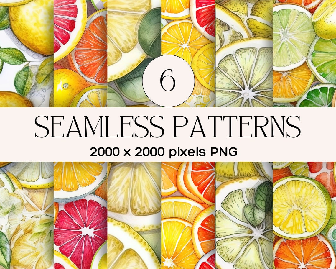 Fresh Citrus Digital Clipart Set Lemon and Lime Fruit Clipart ...