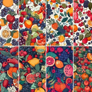 Summer Fruits Digital Paper Bundle Seamless Patterns - Etsy