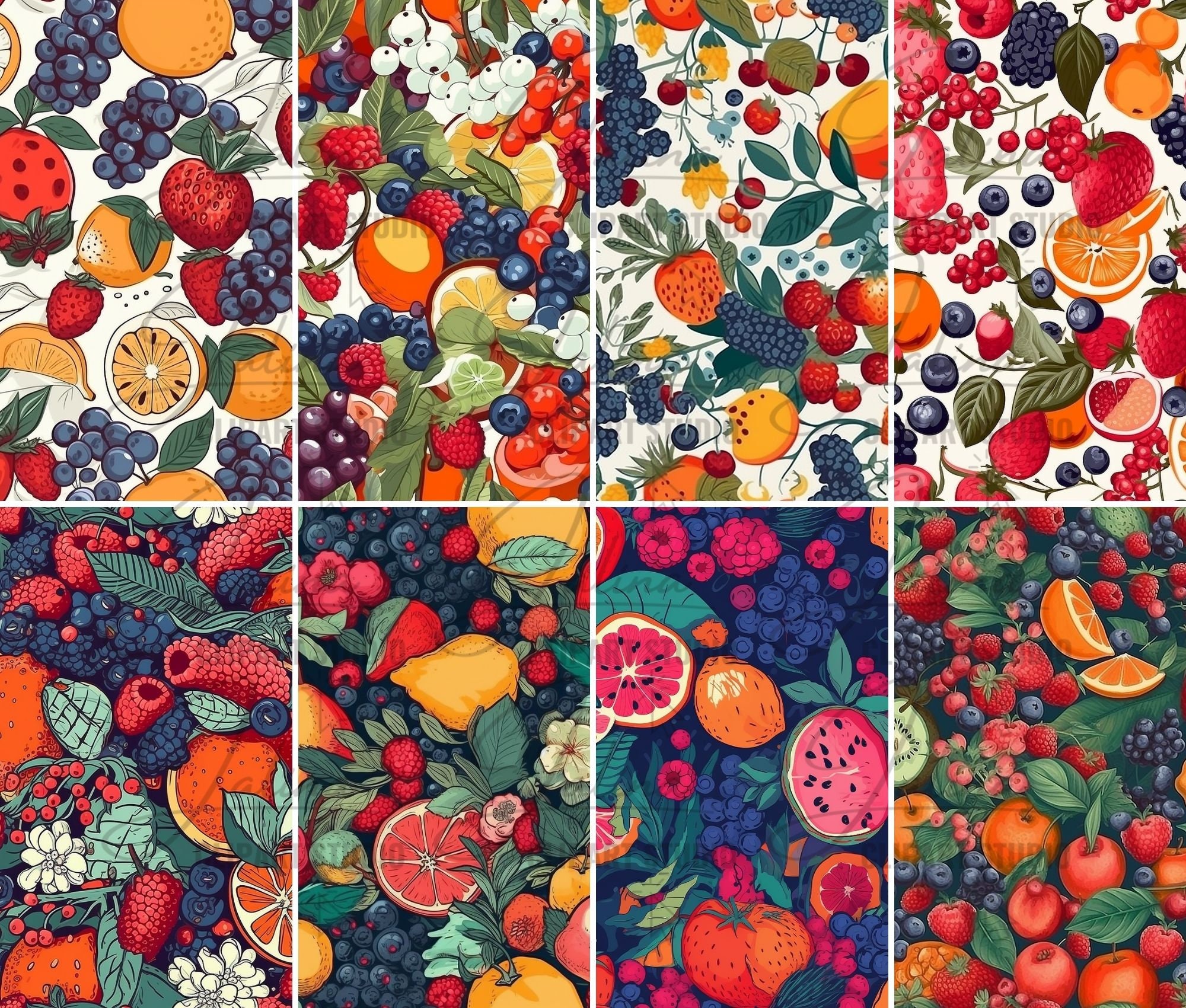 Summer Fruits Digital Paper Bundle Seamless Patterns - Etsy