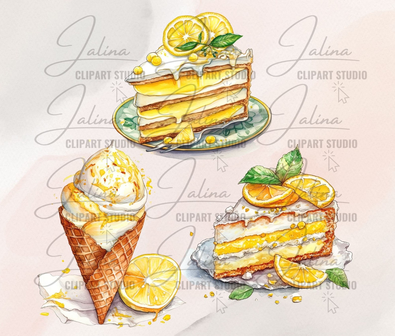 Fresh Citrus Digital Clipart Set Lemon and Lime Fruit Clipart ...