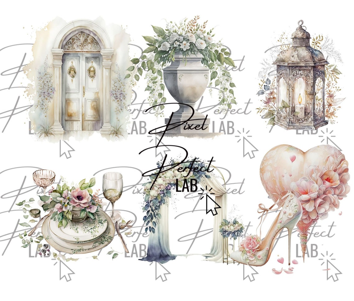 Watercolor Wedding Clipart, Lovecore Bride Clip Art, Cute Love, Wedding ...