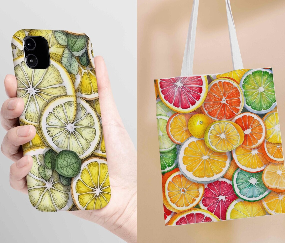 Fresh Citrus Digital Clipart Set Lemon and Lime Fruit Clipart ...