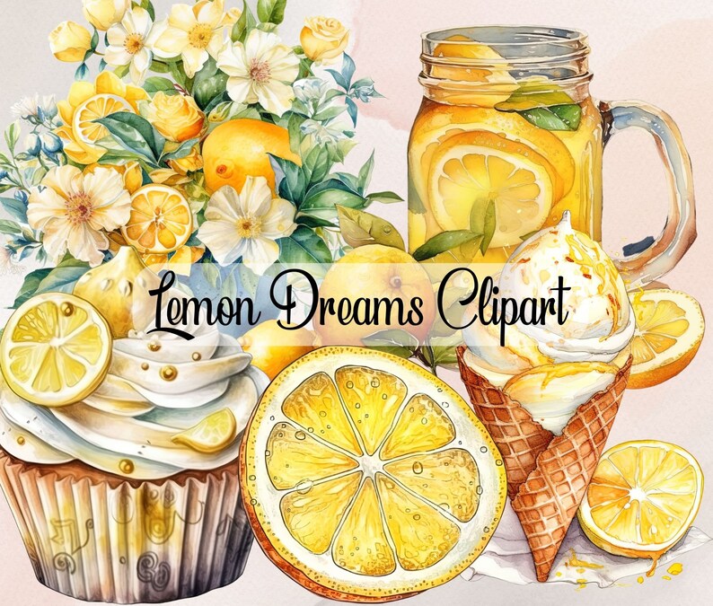 Fresh Citrus Digital Clipart Set Lemon and Lime Fruit Clipart ...