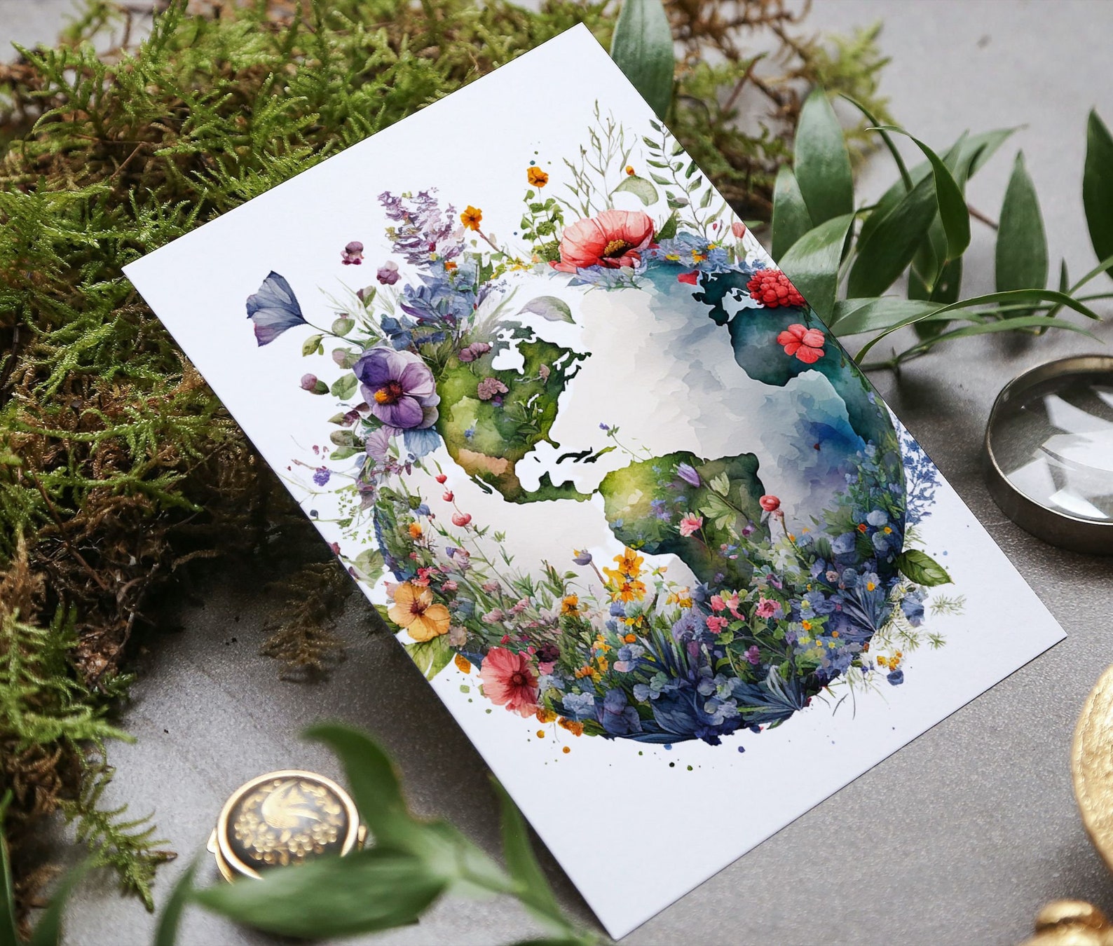 Earth Day Watercolor Clipart Set Planet Earth, Globe & Nature Elements ...