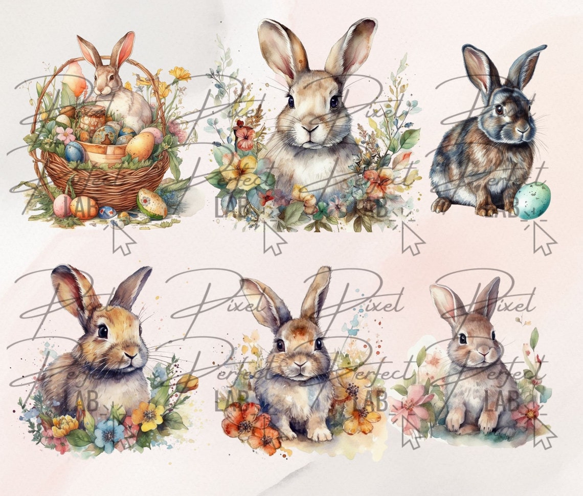 Easter Watercolor Clipart Set, Springtime Clipart Bundle, Easter Floral ...