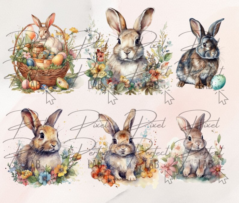 Easter Watercolor Clipart Set, Springtime Clipart Bundle, Easter Floral ...