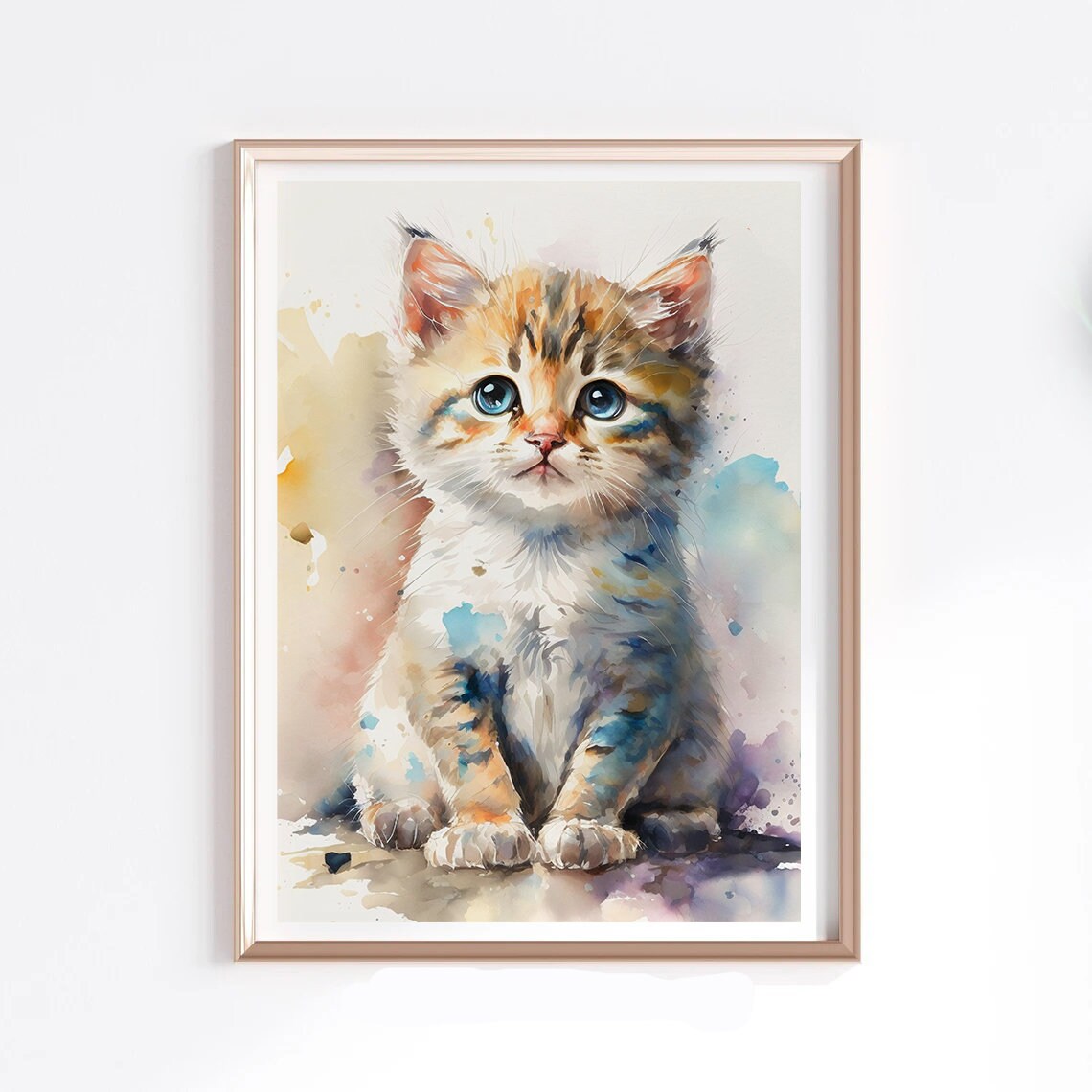 Cat Poster for Nursery, Cat Watercolor Printable Art, Kids Room Decor ...