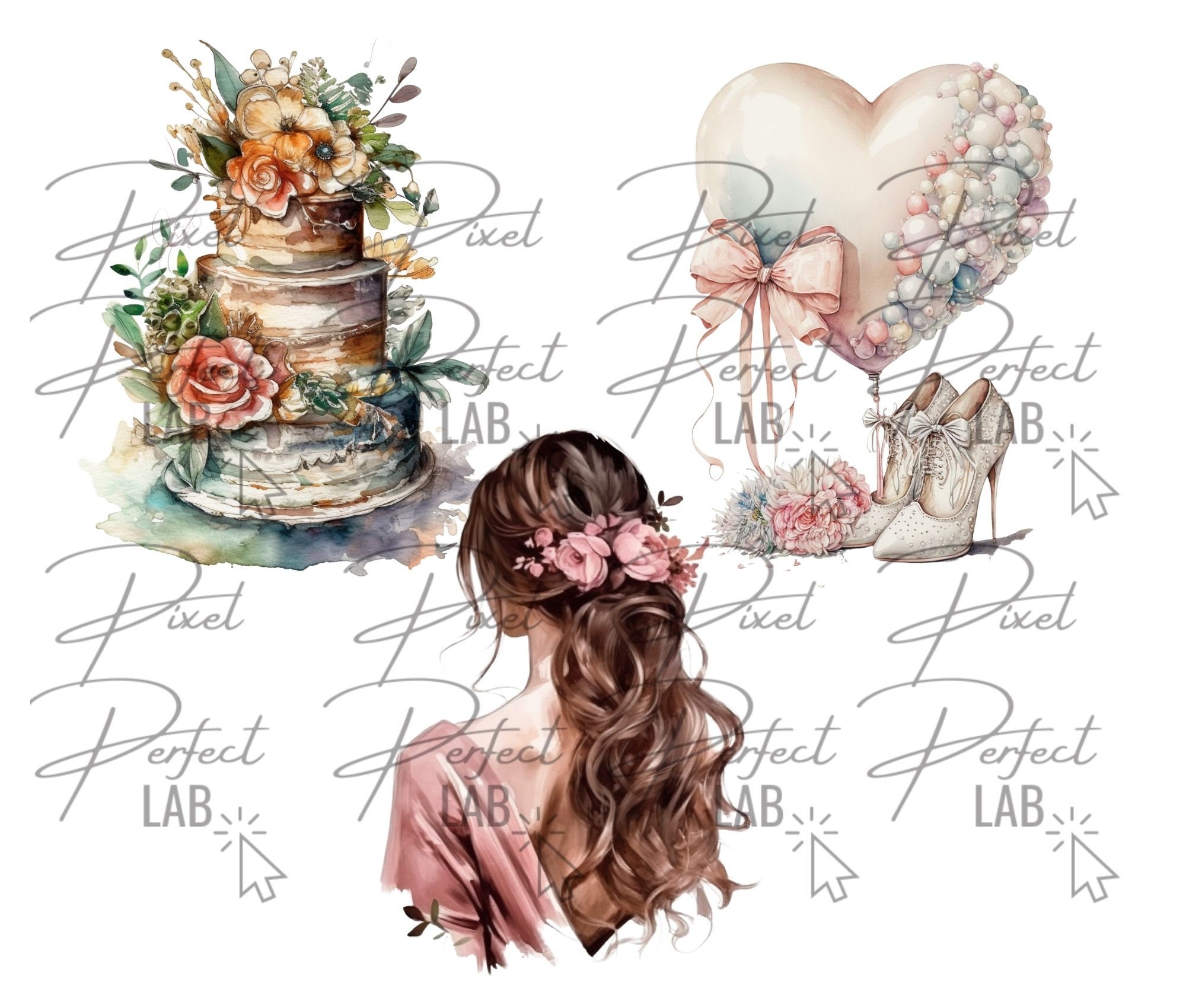 Watercolor Wedding Clipart, Bride Clip Art, Cute Love, Wedding Arch ...