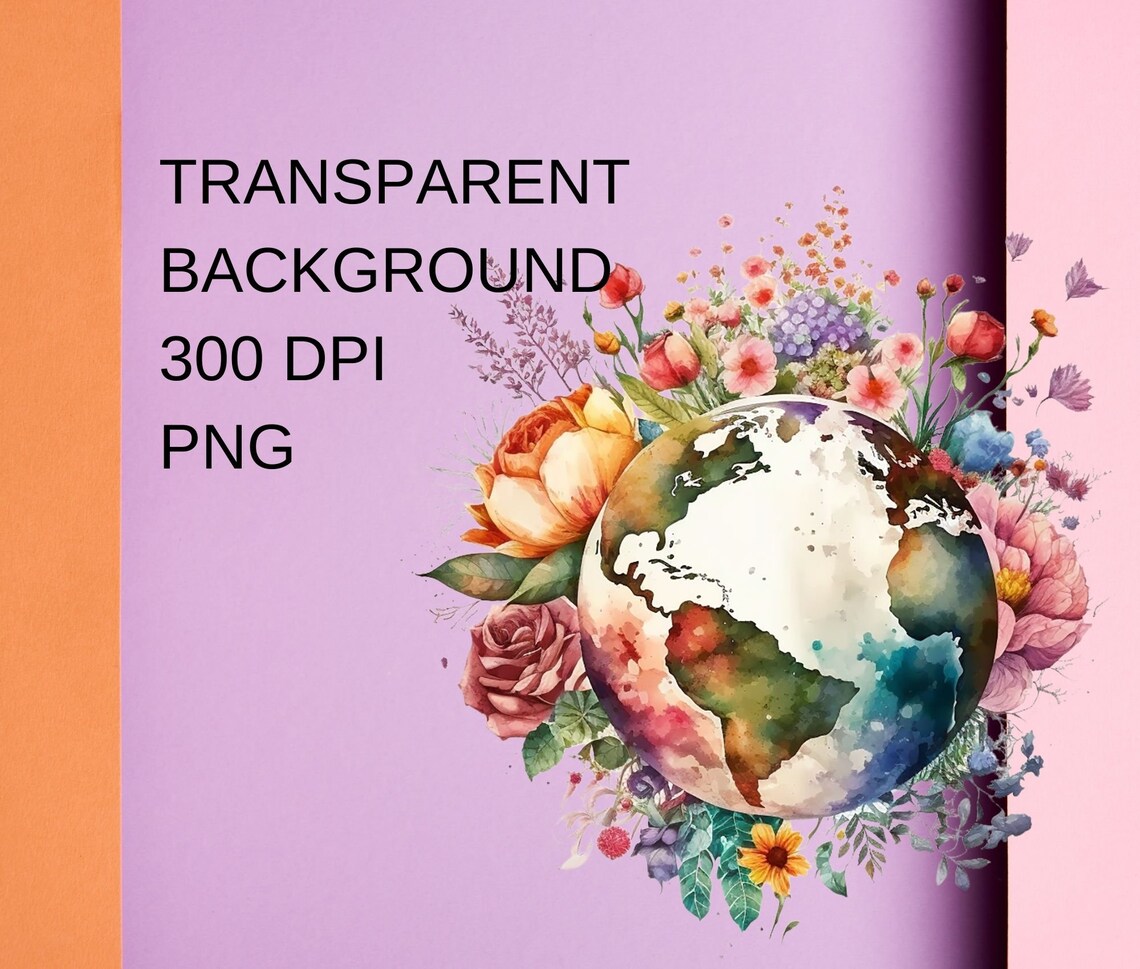 Earth Day Watercolor Clipart Set Planet Earth, Globe & Nature Elements ...