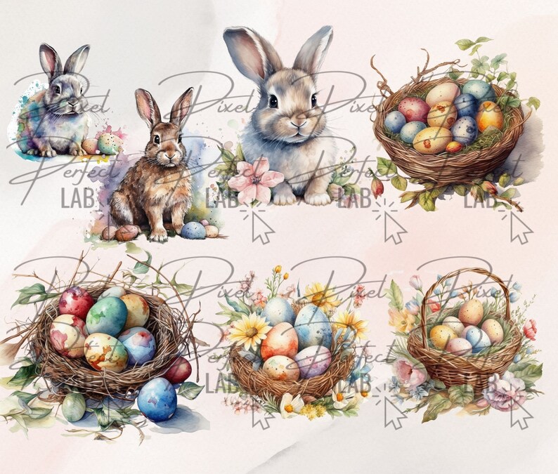 Easter Watercolor Clipart Set, Springtime Clipart Bundle, Easter Floral ...