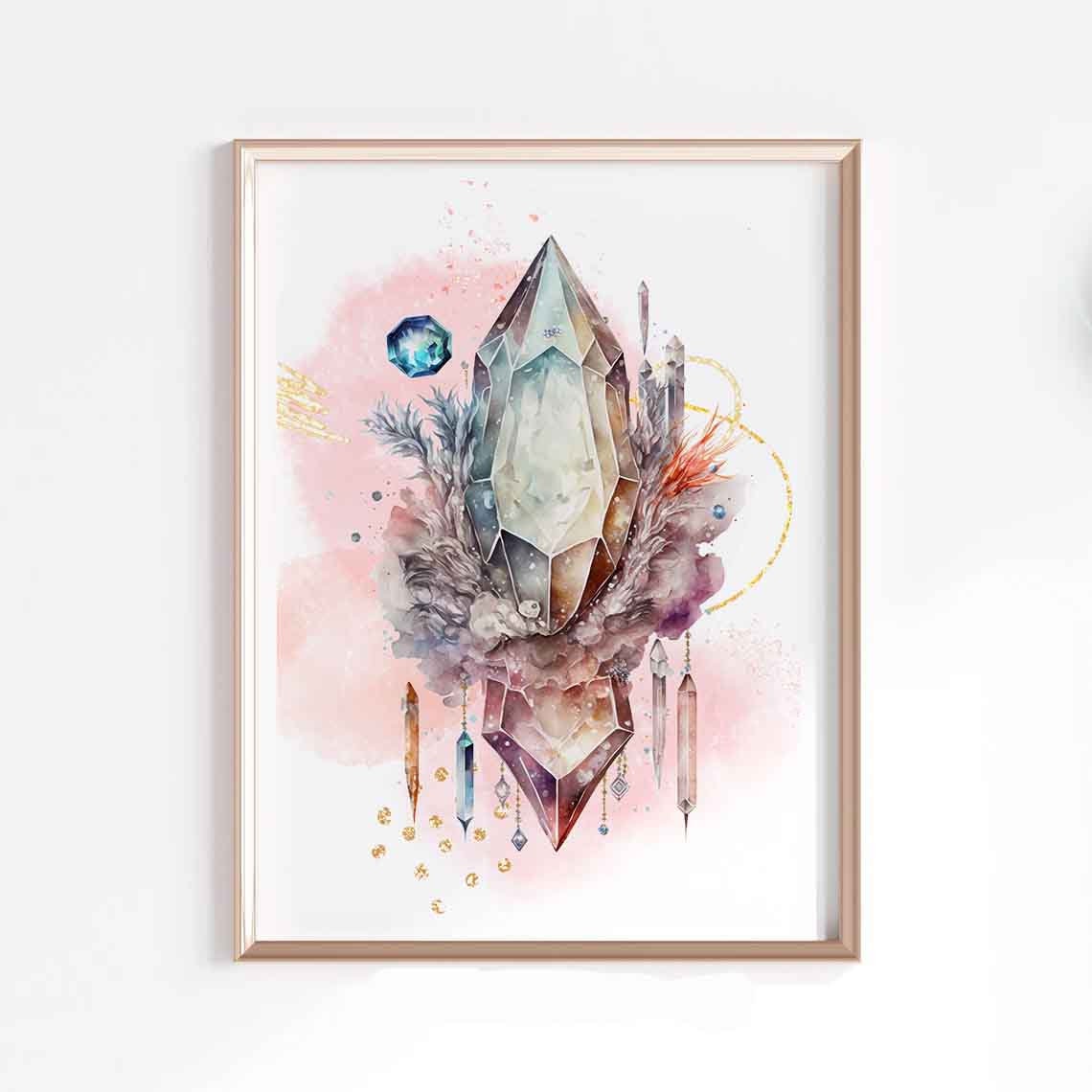 Angelite Crystal Watercolor Printable Wall Art Witchy Wall Decor ...