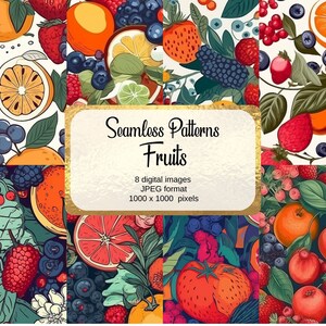 Summer Fruits Digital Paper Bundle Seamless Patterns - Etsy