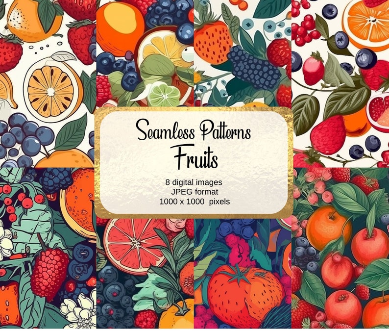 Summer Fruits Digital Paper Bundle Seamless Patterns - Etsy