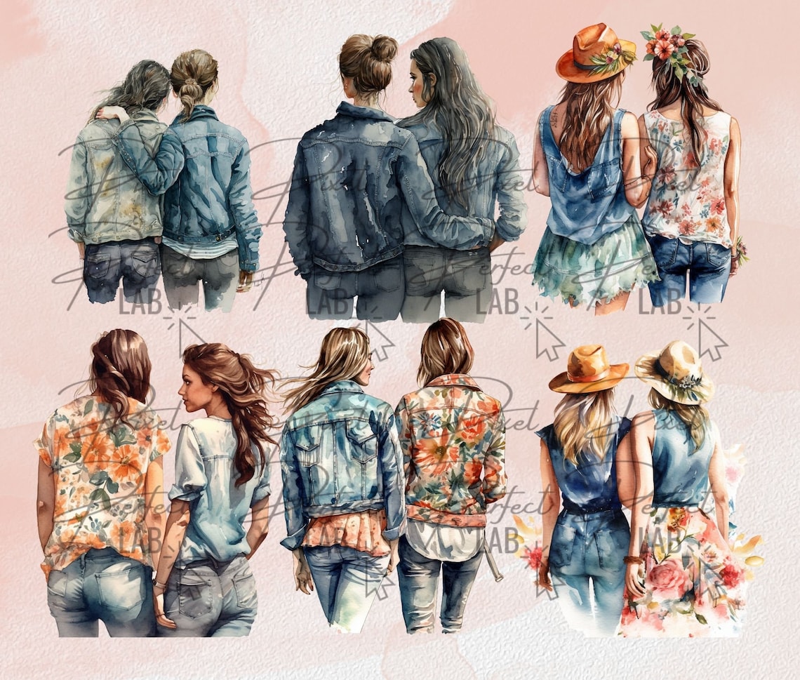 Best Friends Clipart PNG Sisters Cliart Family Clipart Best - Etsy