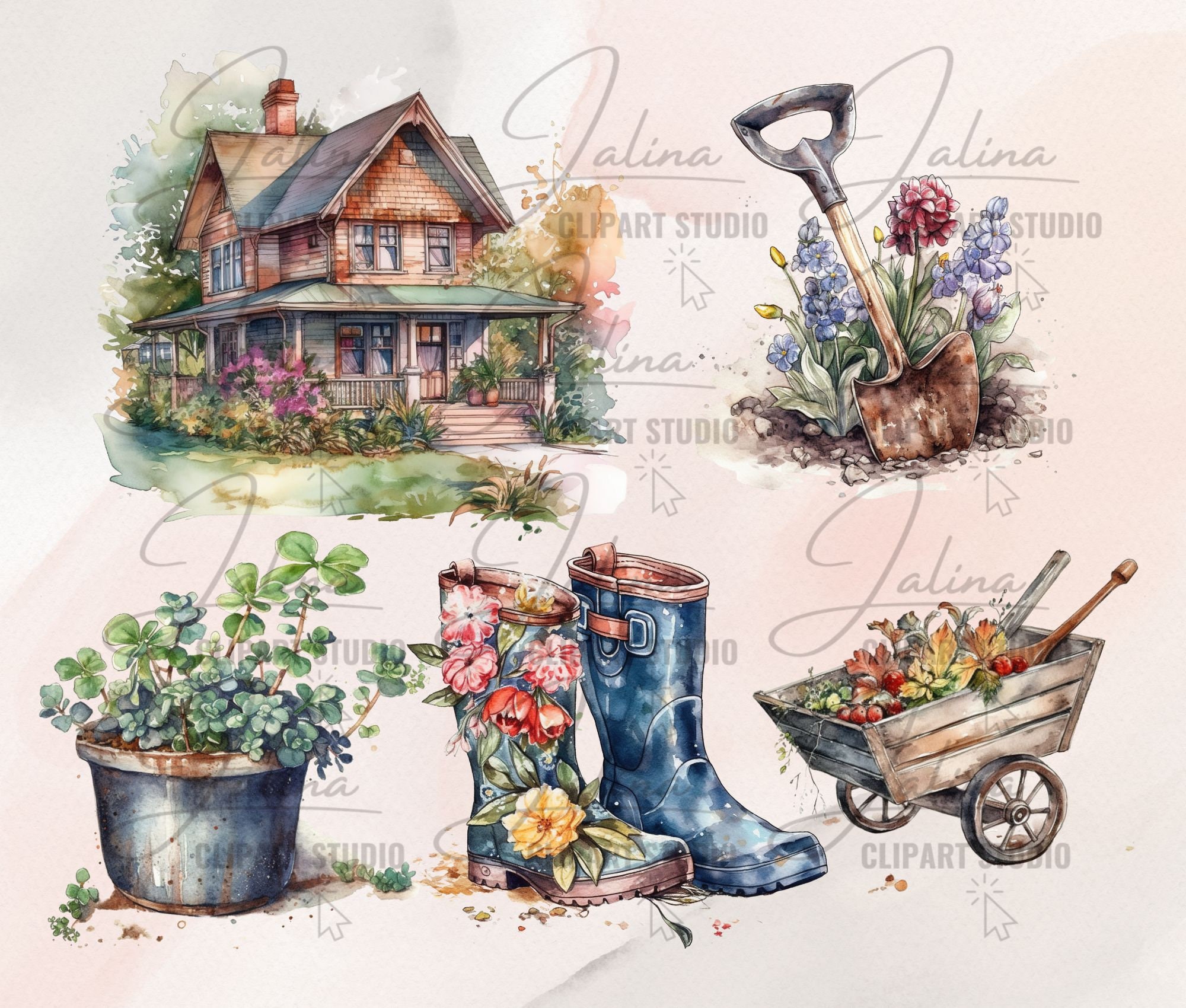 Farmhouse Clipart: Rustic Spring Charm Bundle With Western, Countryside ...