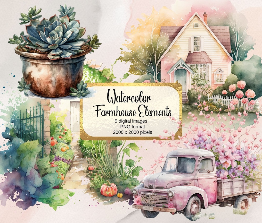 Farmhouse Clipart: Rustic Spring Charm Bundle With Western, Countryside ...