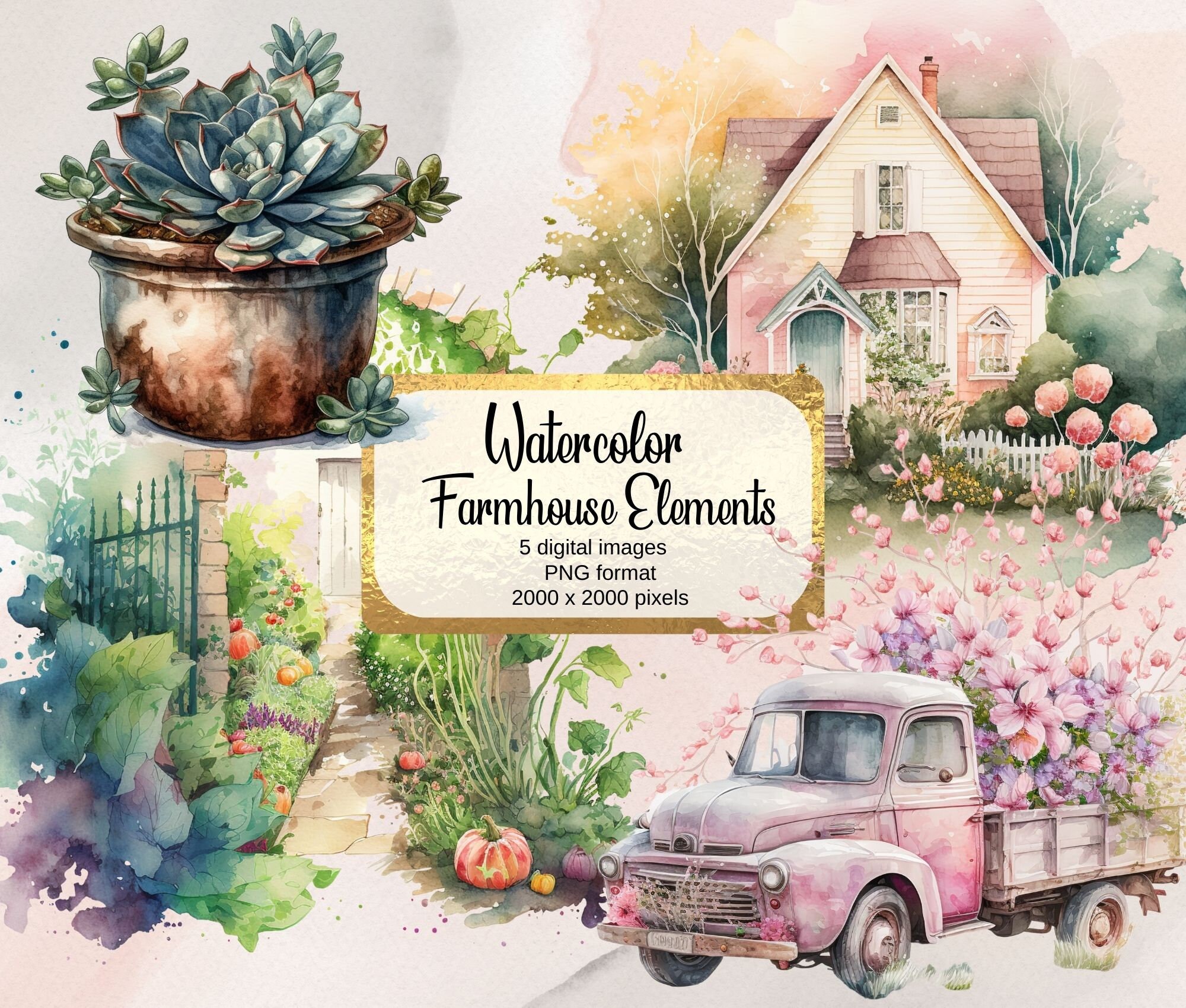 Farmhouse Clipart: Rustic Spring Charm Bundle With Western, Countryside ...
