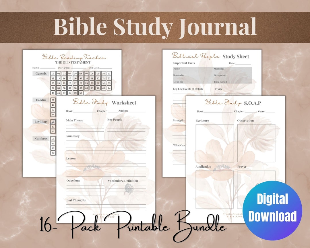 Printable Bible Study Journal, Christian Printable, Printable PDF ...