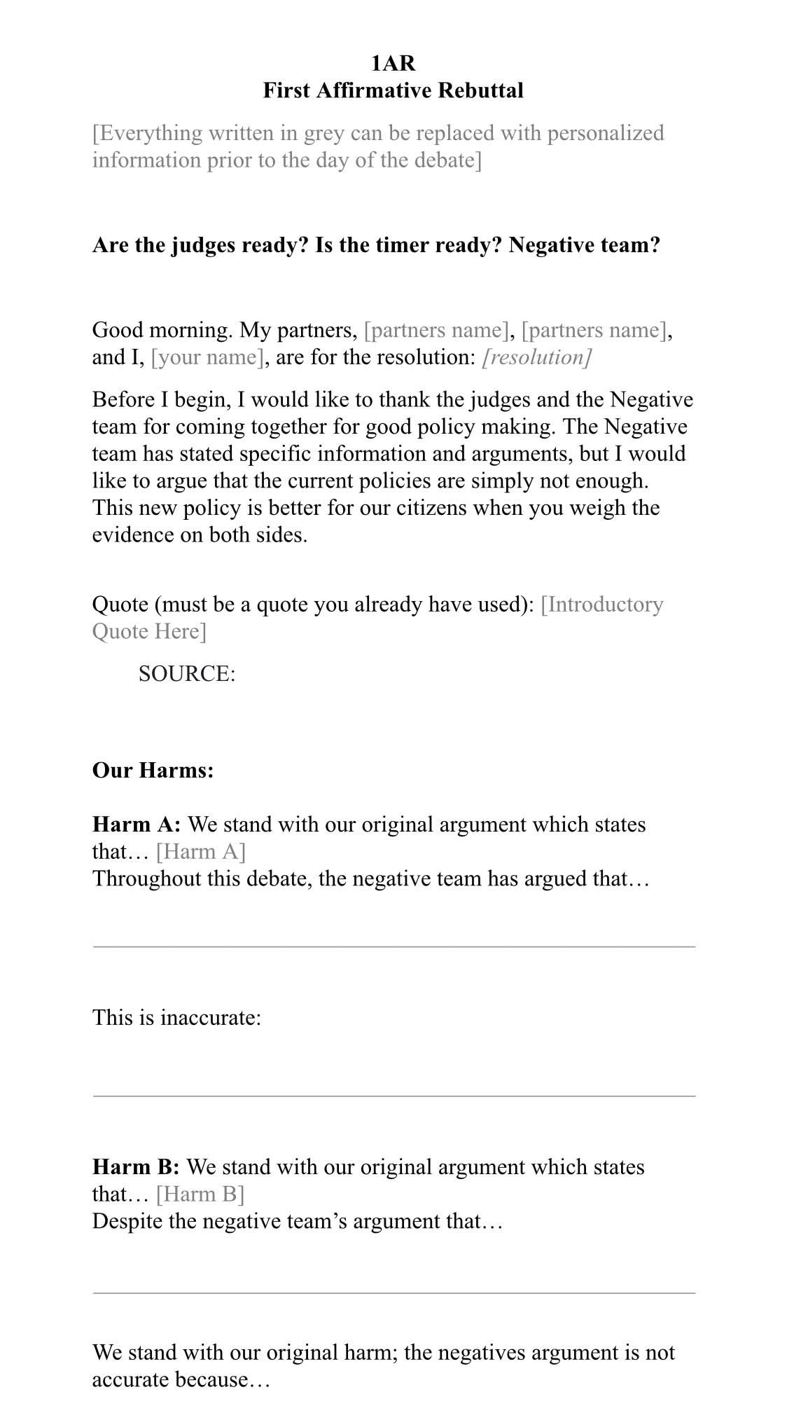 Digital Team Policy Debate Templates for Classical Conversations ...