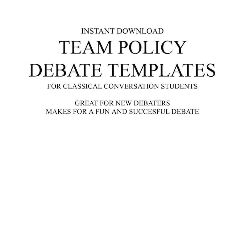 Digital Team Policy Debate Templates for Classical Conversations ...