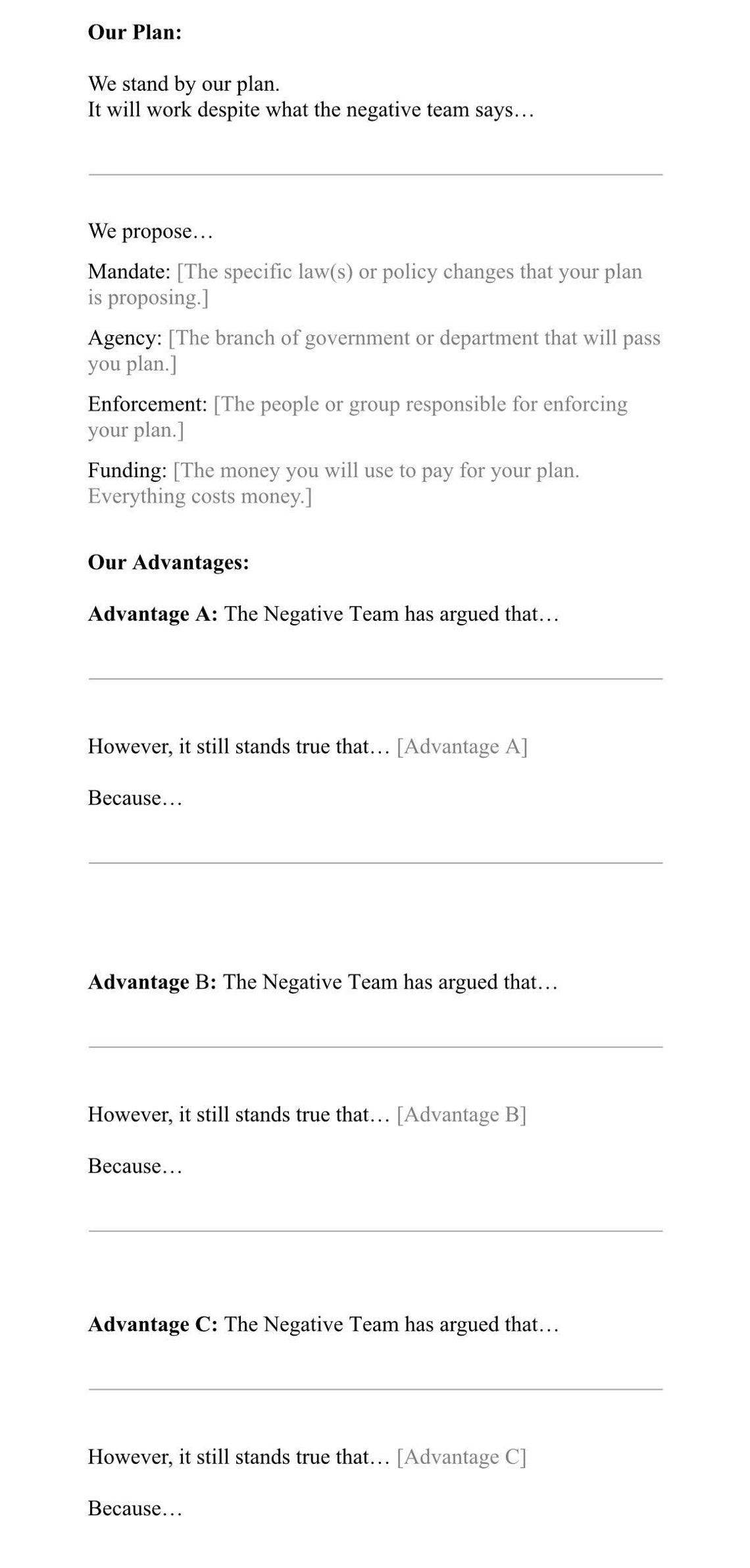Digital Team Policy Debate Templates for Classical Conversations ...