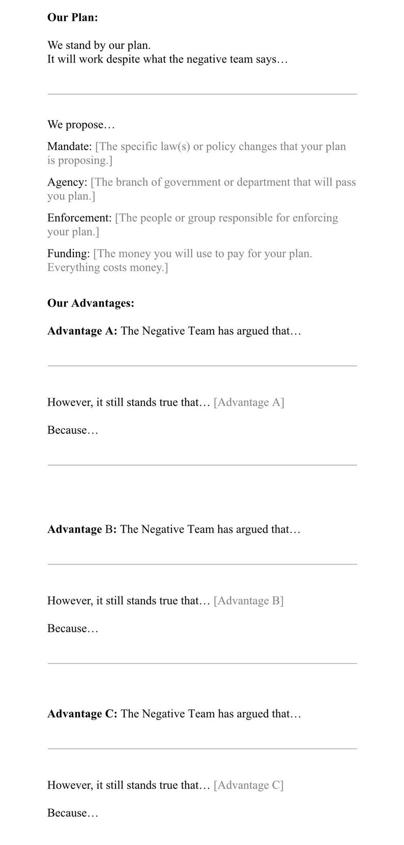 Digital Team Policy Debate Templates for Classical Conversations ...