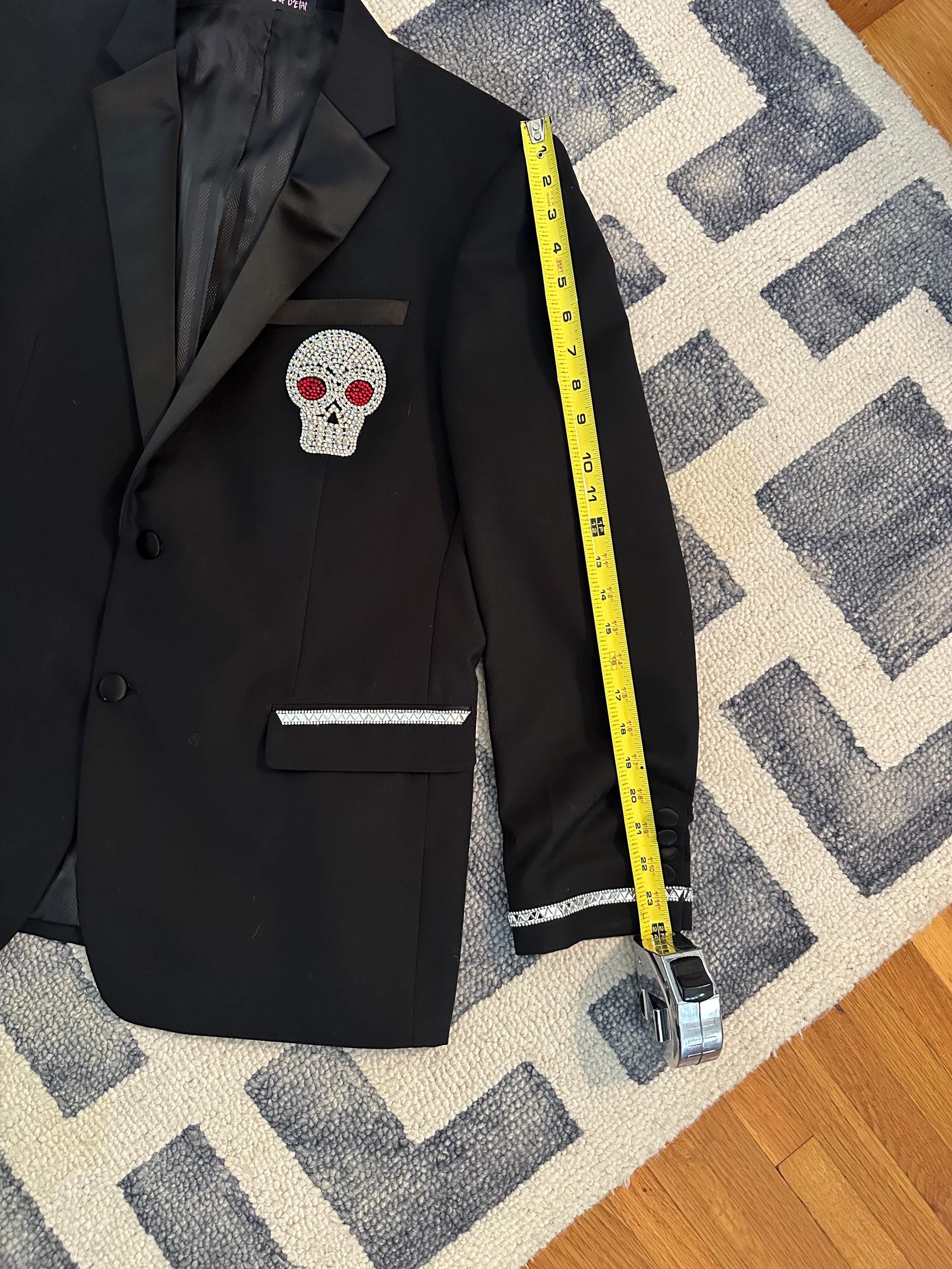 PUNK Tuxedo Skull Wedding Goth Prom - Rhinestone Jacket Upcycled Formal ...