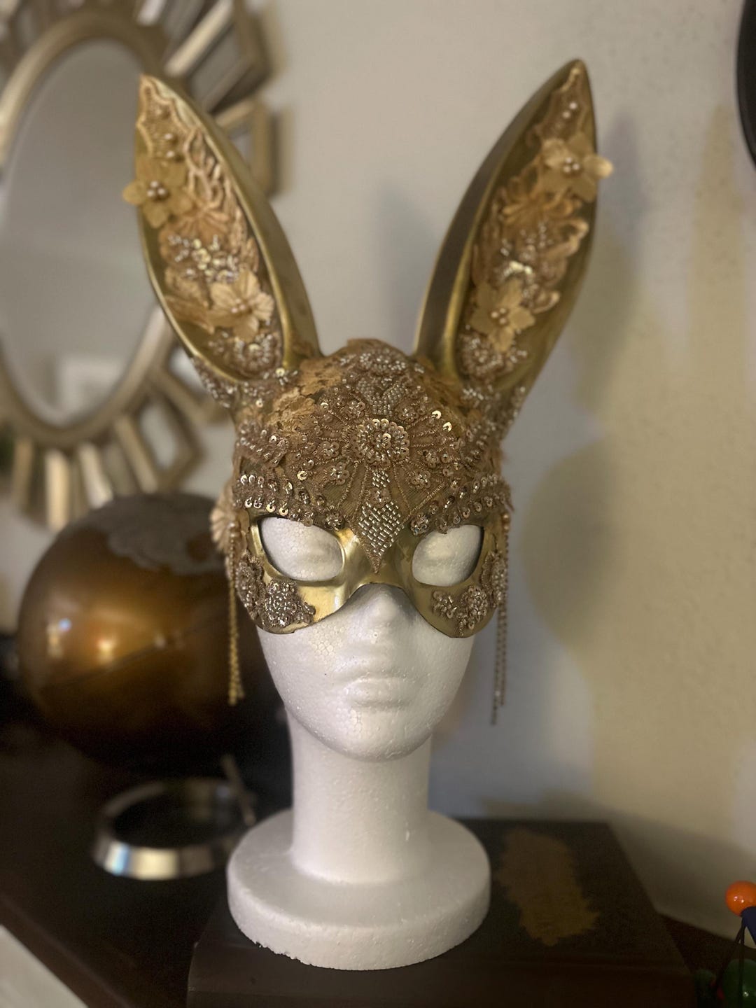 Sexy Bunny Mask Gold Bunny Mask, Halloween Costume, Rabbit Costume ...