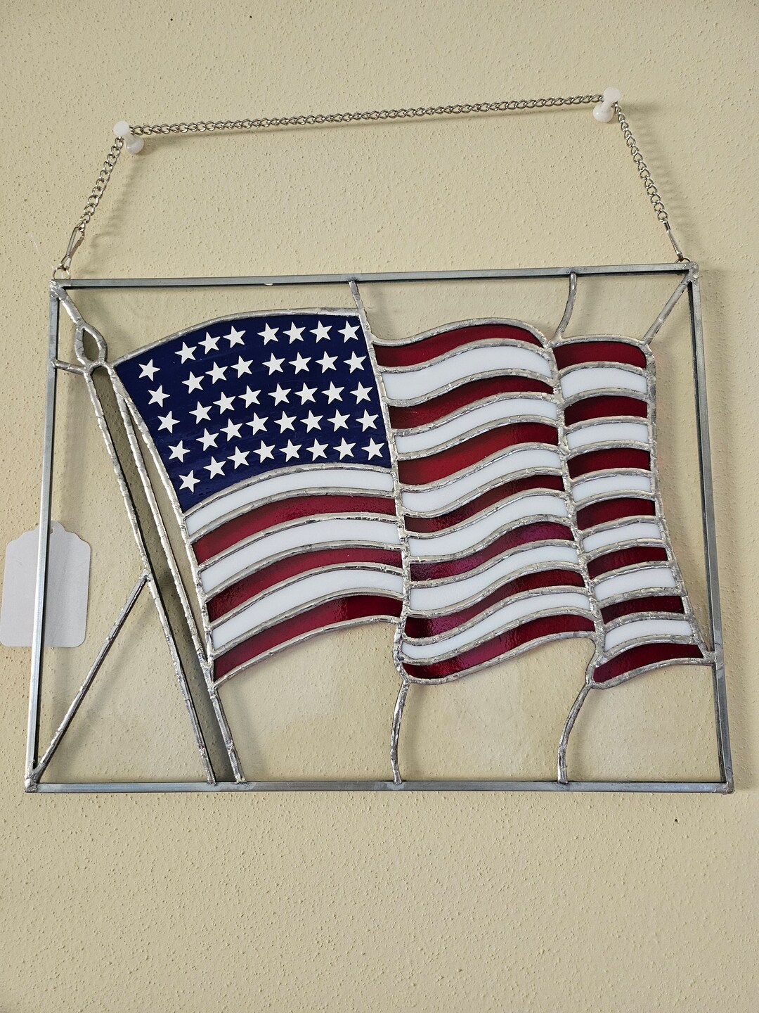 Handmade Stained Glass Waving American Flag Panel - Etsy