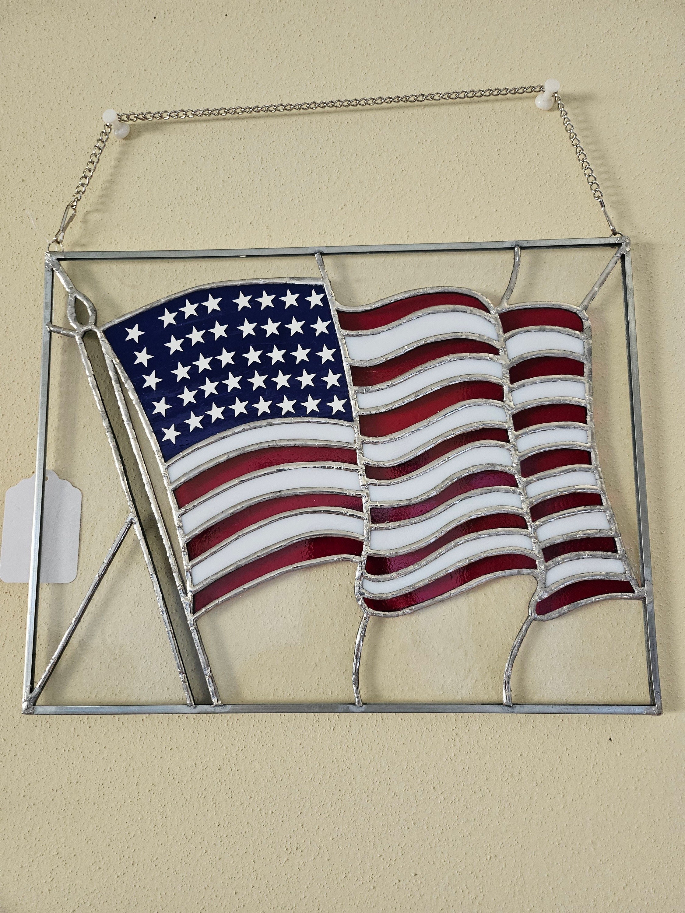 American Flag Stained Glass Window Panel