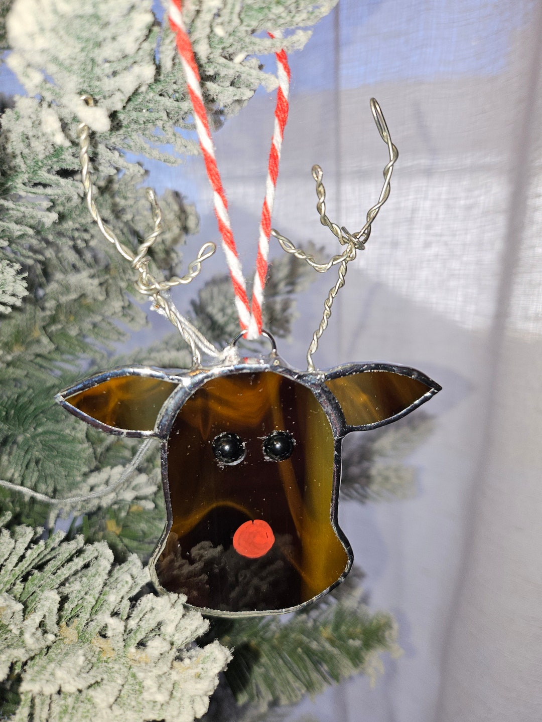 Handmade Stained Glass Reindeer Ornament, Holiday Decor - Etsy