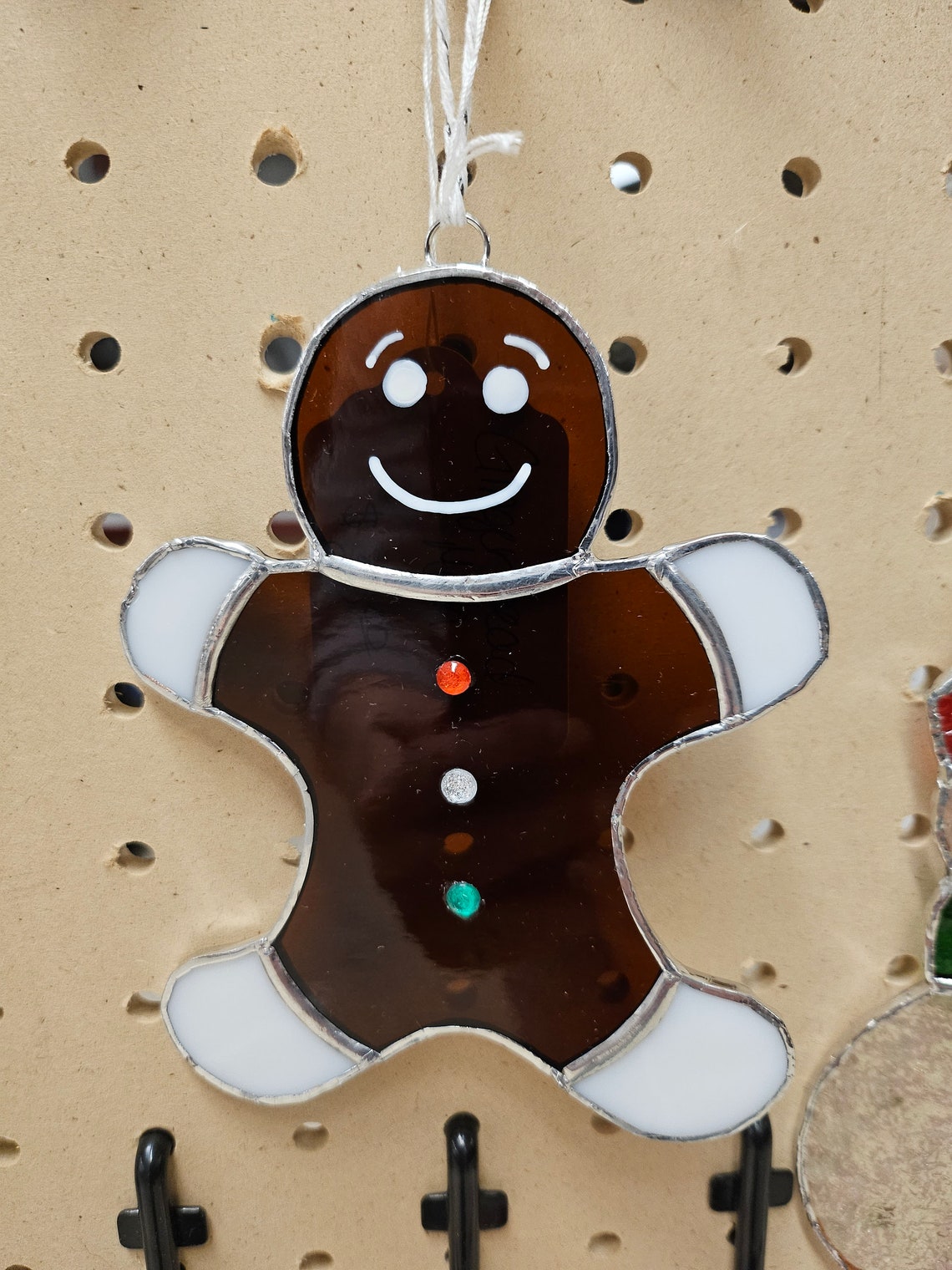 Handmade Stained Glass Gingerbread Man Ornament, Holiday and Winter ...
