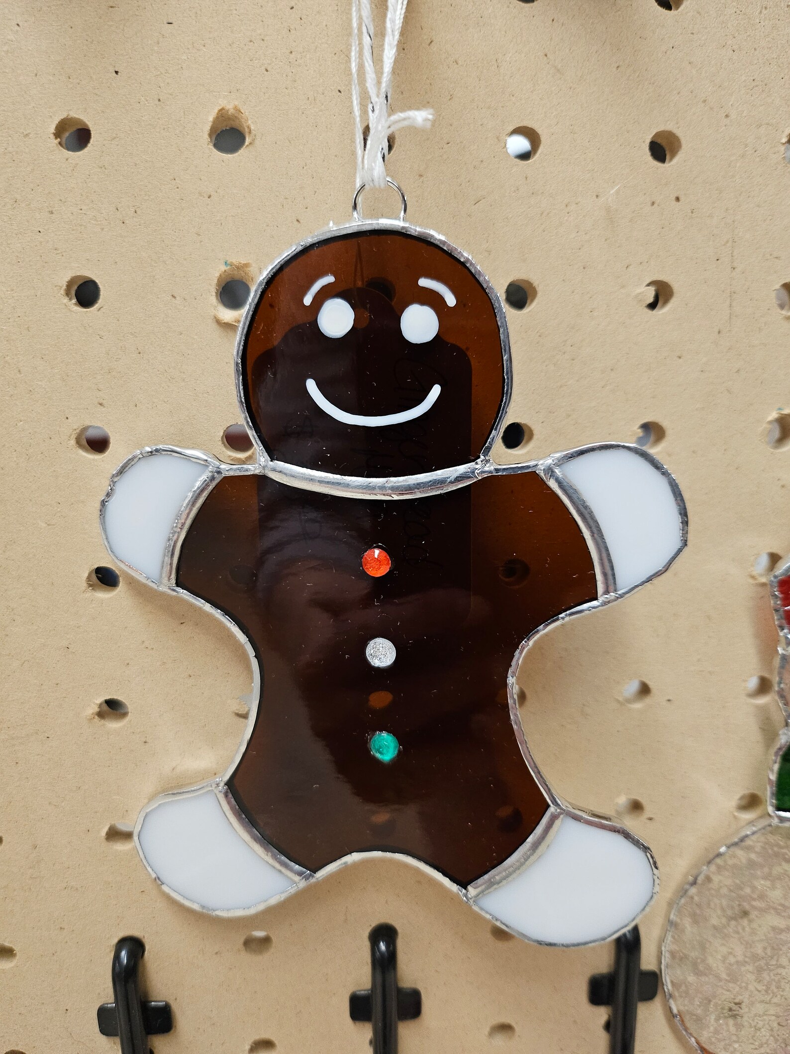 Handmade Stained Glass Gingerbread Man Ornament, Holiday and Winter ...