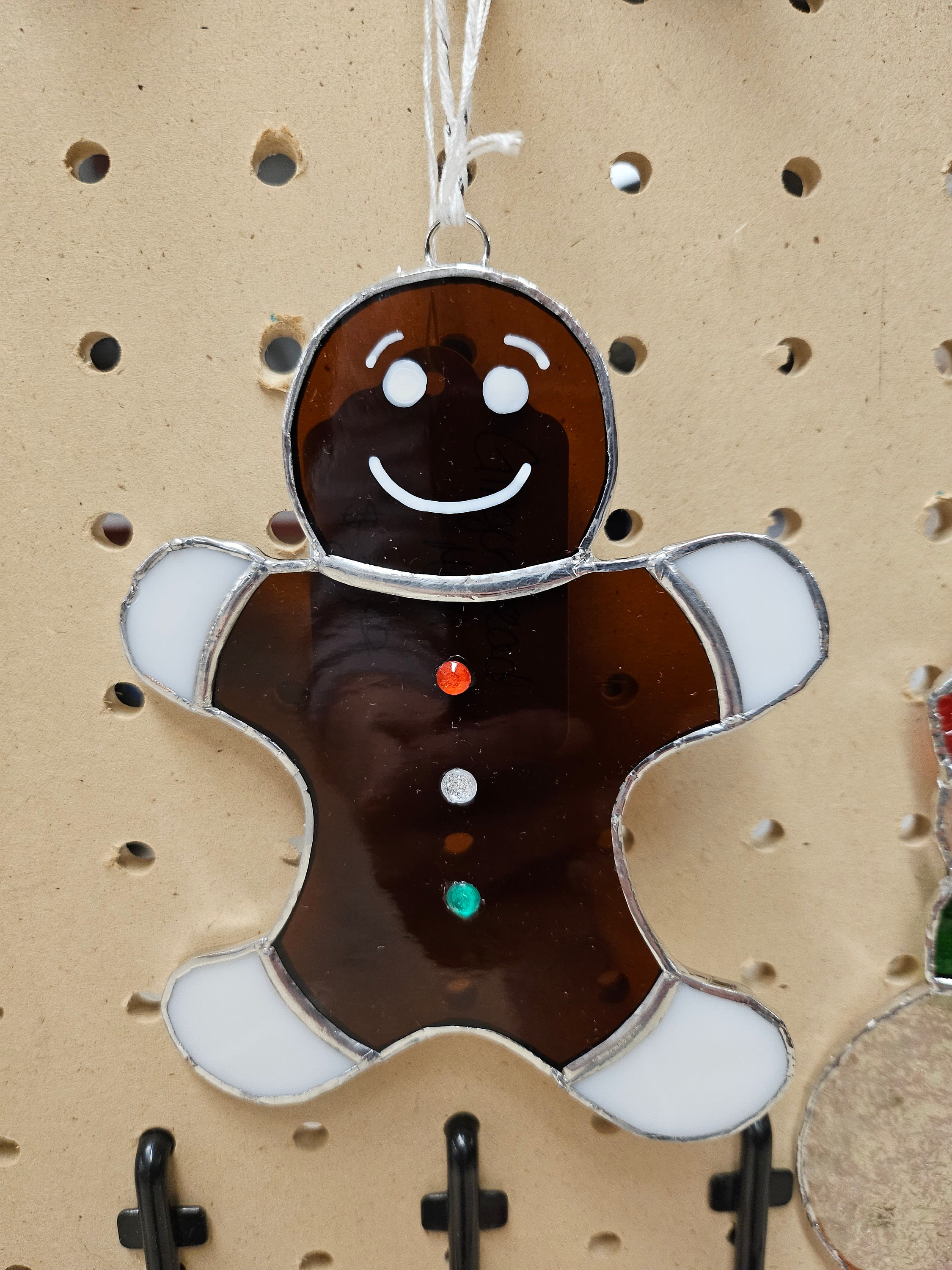 Handmade Stained Glass Gingerbread Man Ornament, Holiday and Winter ...