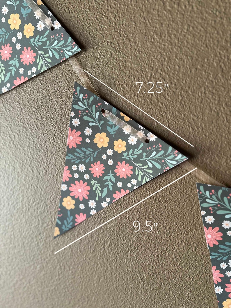 Vintage Inspired Floral Bunting PRINTABLE Dark Green Yellow Pink ...