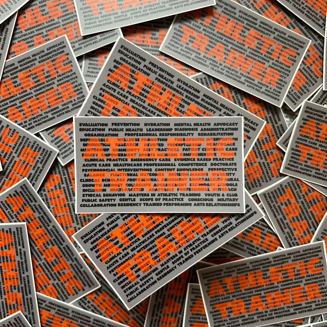 Athletic Trainer Wordle Sticker | Grey & Orange | Vinyl Sticker ...
