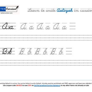 Learn How to Write Aaliyah in Cursive. Practice Writing Aaliyah Using ...