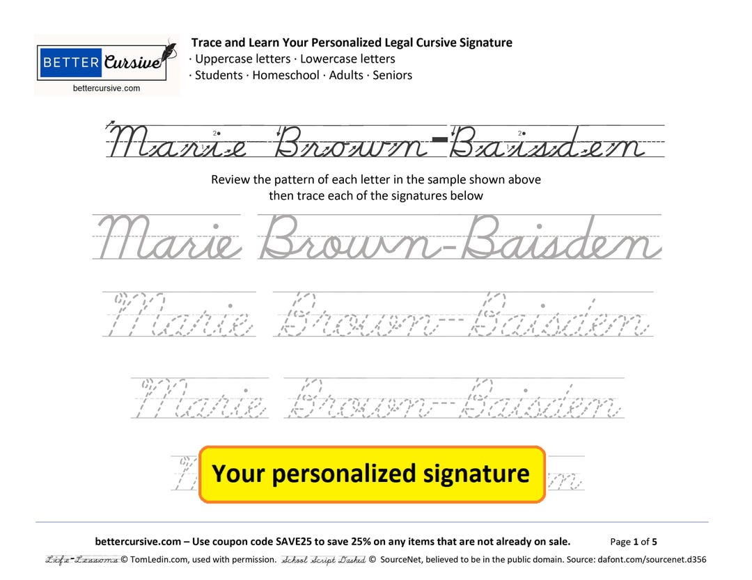 Learn to Sign Your Name in Cursive With Confidence. Practice Your ...