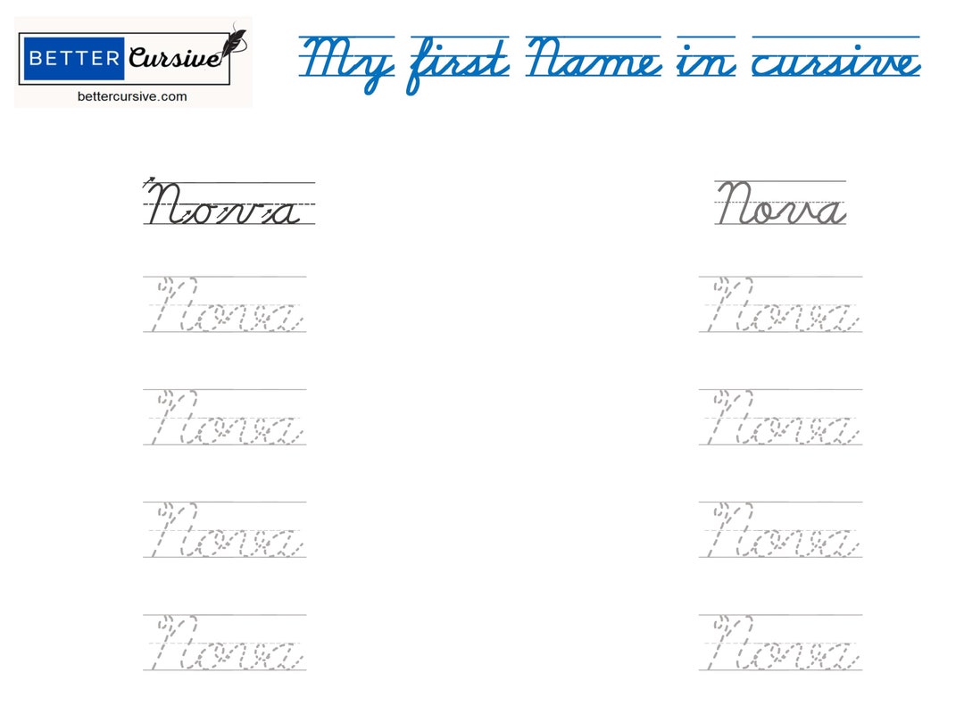 Learn How to Write Nova in Cursive. Practice Writing Nova Using Cursive ...