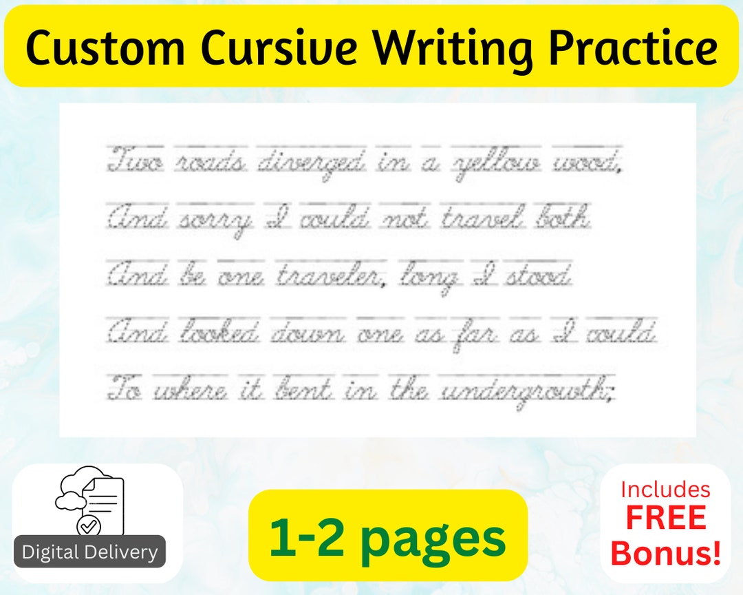 Custom Cursive Writing Practice. I Will Convert Any Text to a Cursive ...