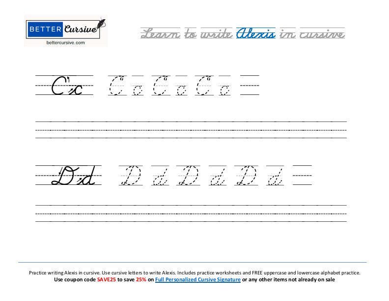 Learn How to Write Alexis in Cursive. Practice Writing Alexis Using ...