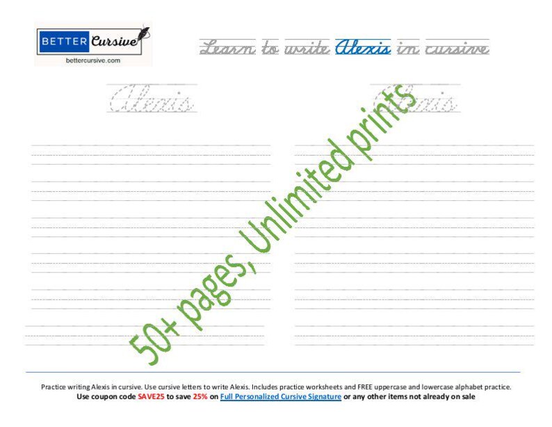 Learn How to Write Alexis in Cursive. Practice Writing Alexis Using ...